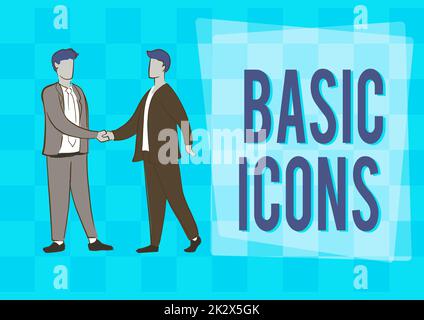 Hand writing sign Basic Icons. Business overview pictogram or ideogram ...