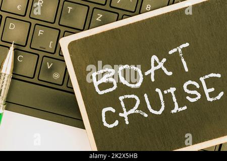 Handwriting text Boat Cruise. Internet Concept sail about in area ...