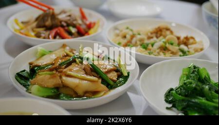 Homemade dinner with Hong Kong style dishes Stock Photo - Alamy