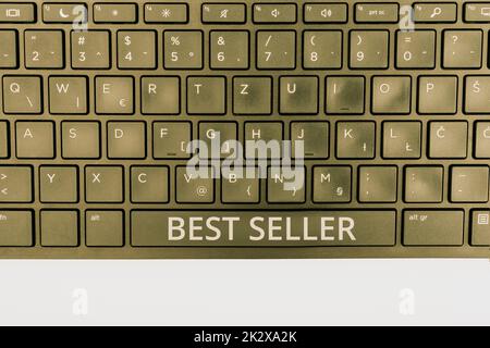 Sign displaying Best Seller. Business approach book or other product ...
