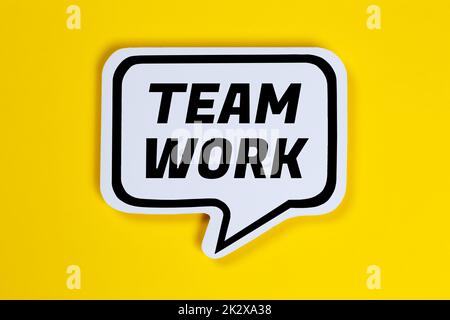 Teamwork team speech bubble communication concept talking saying Stock ...