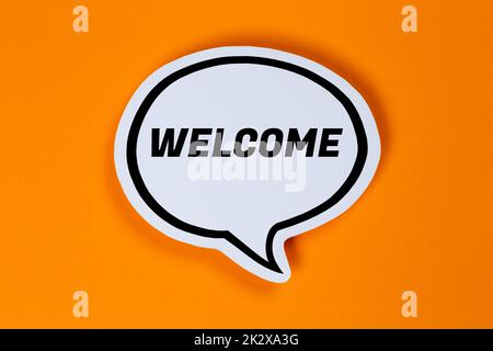 Welcome speech bubble communication concept talking saying talk say ...