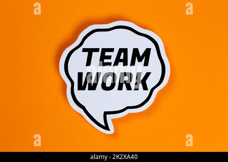 Teamwork team speech bubble communication concept talking saying Stock ...