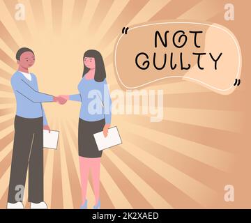 Sign displaying Not Guilty. Conceptual photo someone is innocent didnt ...