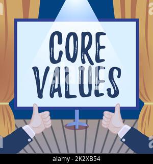 Conceptual display Core Values. Business showcase belief person or ...