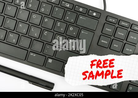 Inspiration showing sign Free Sample, Concept meaning portion of ...