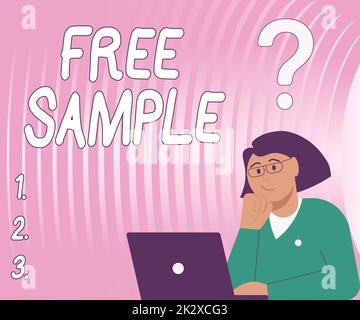 Text sign showing Free Sample. Business approach portion of products ...