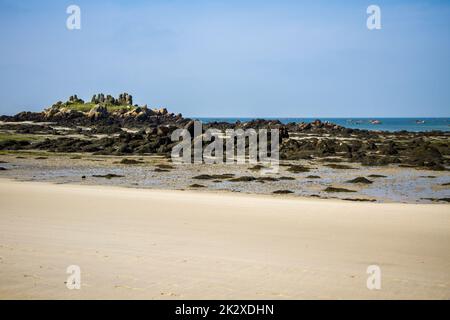 Chausey island coast, beach and cliffs landscape in Brittany, France ...