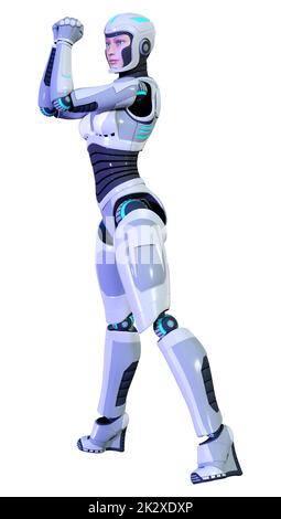 3D rendering of a female robot isolated on white background Stock Photo ...
