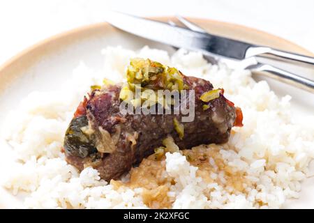 filled beef roll with rice Stock Photo - Alamy