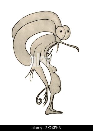 creepy cartoon monster hand drawn illustration Stock Photo - Alamy