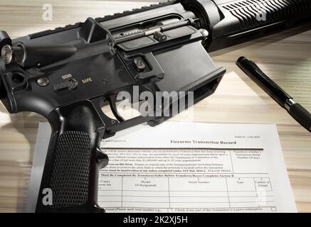AR-15 with background check form that is in the public domain Stock ...