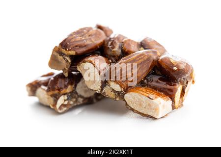 Sweet mini almond bars isolated on white background Stock Photo - Alamy