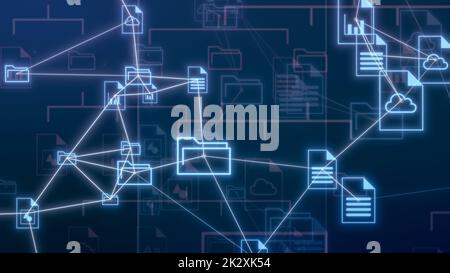 Document Management System (DMS). Document internet data hologram with ...