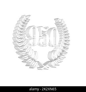 Number 950 with laurel wreath or honor wreath as a 3D-illustration, 3D ...