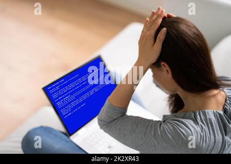 Blue BSOD Error At Computer Stock Photo - Alamy
