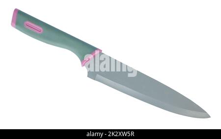 Gray Utility Knife With Plastic Handle Isolated On White Background