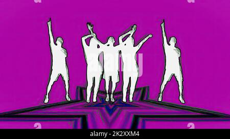 People dancing hand draw digital art Stock Photo - Alamy