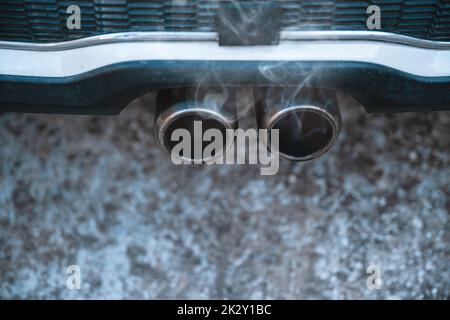 Double exhaust pipe Stock Photo - Alamy