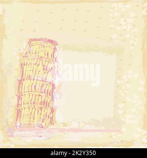 vintage vector pisa tower background Stock Photo - Alamy