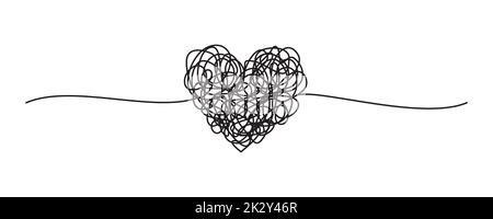 Tangled grungy red heart scribble isolated on white background Stock ...