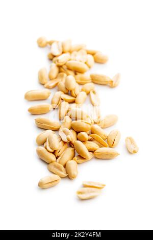 Roasted peeled peanuts isolated on white background Stock Photo - Alamy