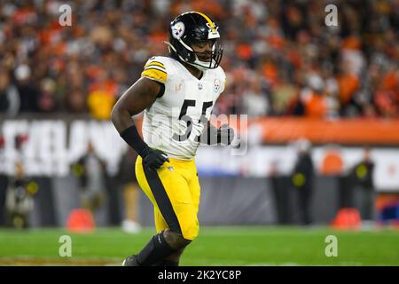 Cleveland Browns linebacker Devin Bush (30) lines up for a play during ...