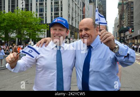 A view of annual Israel Day Parade along Fifth Avenue in New York City ...