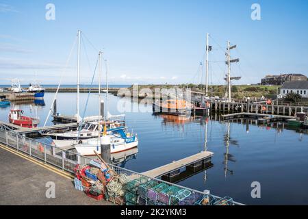 Boats moored in the marina in Girvan harbour, South Ayrshire, Scotland ...
