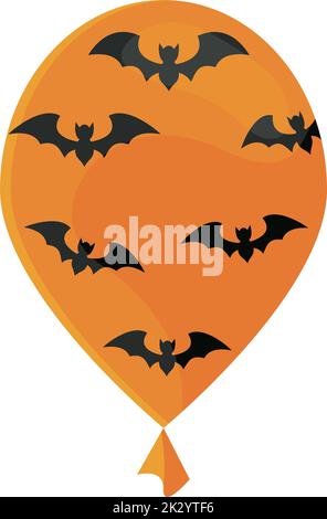 halloween balloon helium with bats flying vector illustration design ...