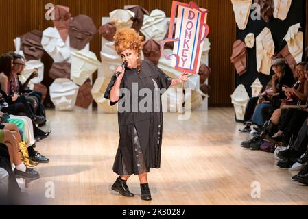 Singer Eve Ferret performing on catwalk during VIN+OMI 'Opinions' show ...