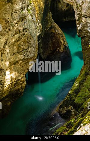 large troughs of the Soča River in the Triglav national park Stock ...