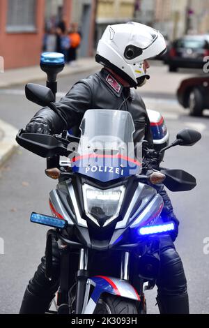 Police motorcycle in Linz Stock Photo - Alamy