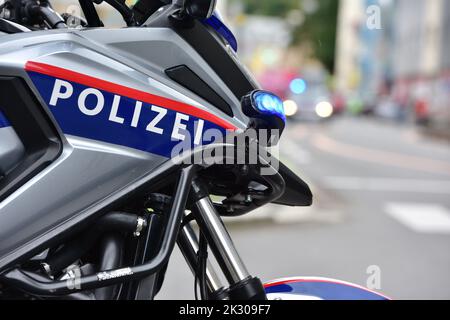 Police motorcycle in Linz Stock Photo - Alamy