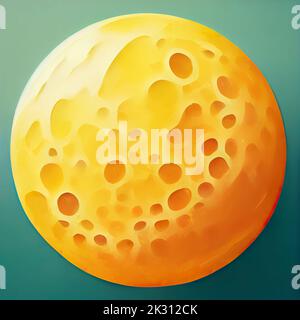 Cheese moon. Flat art Digital illustration Stock Photo - Alamy