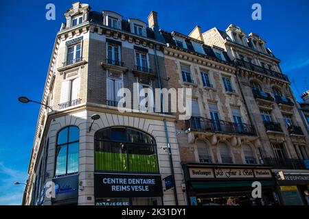 Reims, France - September 22, 2022 Modern electric tram for passengers ...