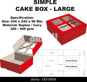 Cardboard square cake box square display cake box dieline template and ...