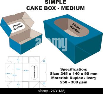 Cardboard square cake box square display cake box dieline template and ...
