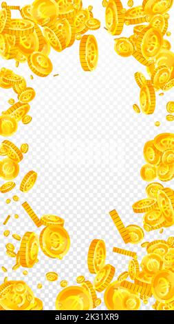 European Union Euro coins falling. Scattered gold EUR coins. Europe ...