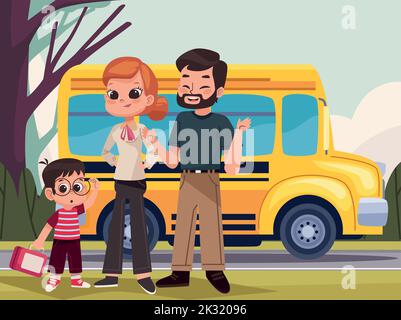 female teachers couple in stop bus characters vector illustration ...