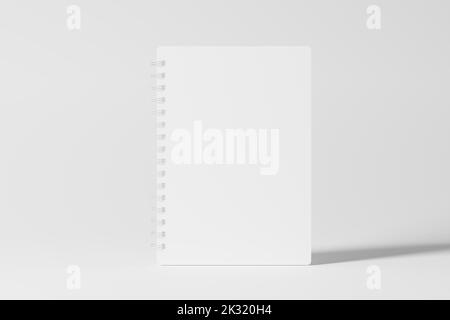 A4 A5 Rounded Corner Spiral Notebook 3D Rendering White Blank Mockup ...