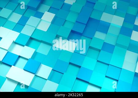3d rendered abstract cyan blue background with square shape wallpaper ...