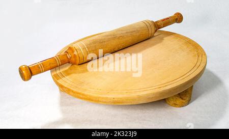 Roti or bread cutting and flatting board with rolling pin for homemade ...