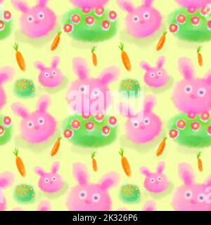Seamless pattern with cute white rabbits. illustration Stock Photo - Alamy