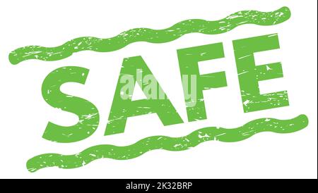 SAFE text written on green round stamp sign Stock Photo - Alamy