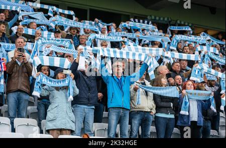 Fans of Malmo are seen during the UEFA Europa League, last 8th round ...
