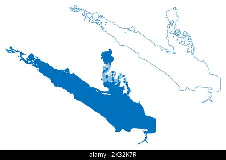 Kremenchuk Reservoir (Ukraine, Dnieper River) map vector illustration ...