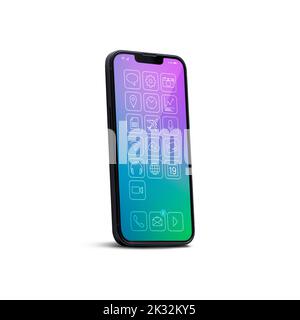 Smartphone with minimalist homescreen and mobile apps, user interface ...