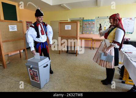 Kunovice, Czech Republic. 24th Sep, 2022. The municipal and Senate ...