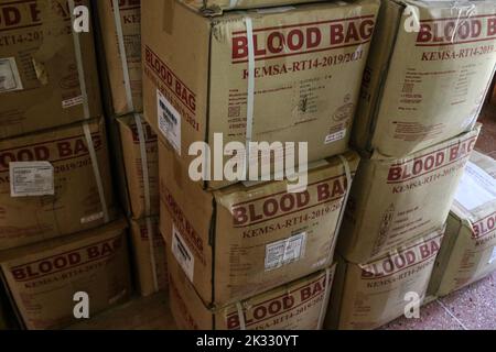 Nakuru, Kenya. 23rd Sep, 2022. Blood is seen being processed and ...